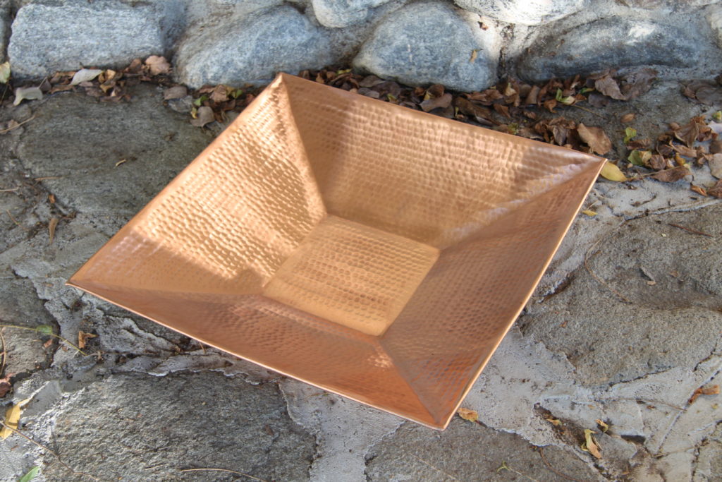 Square Hammered Copper Dish - Park City Rain Gutter
